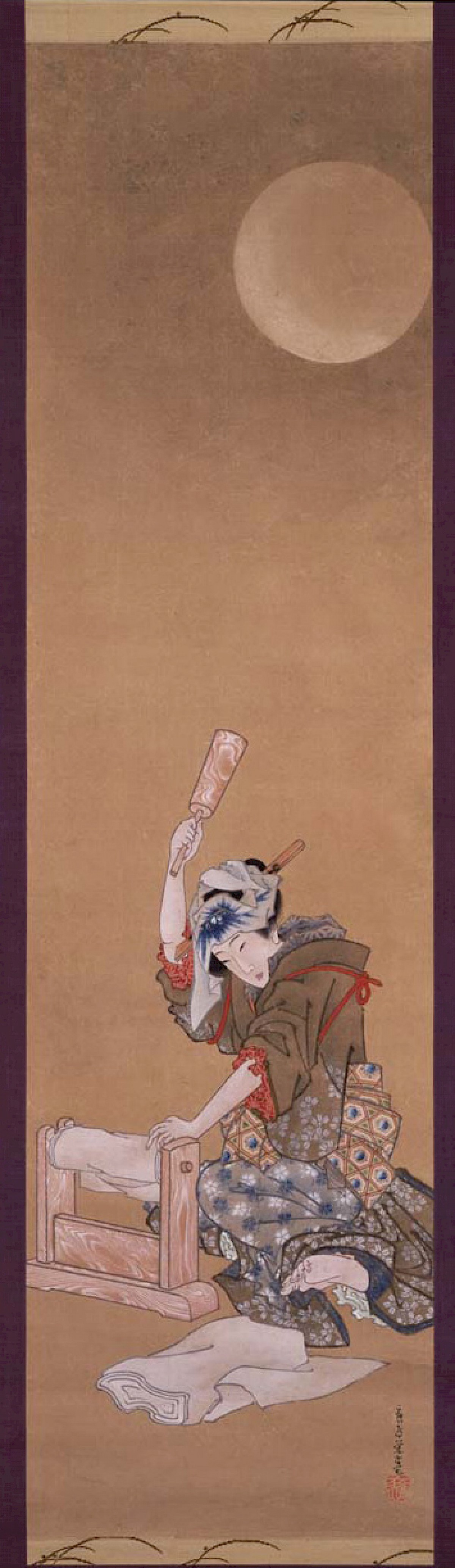 Kinuta: Beauty Fulling Cloth in the Moonlight by Katsushika Ōi