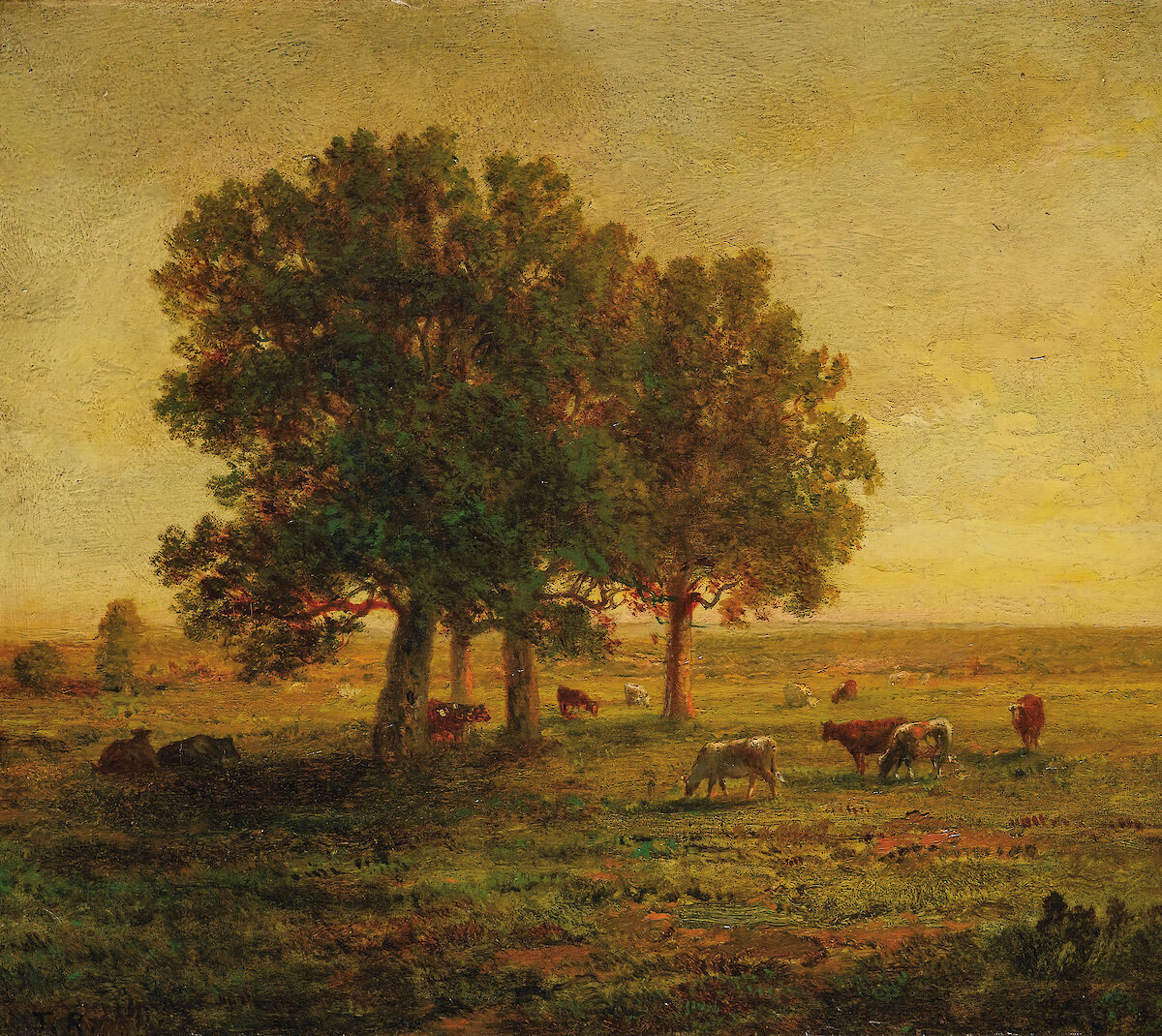 Cows in a Group of Oak Trees, Apremont by Théodore Rousseau